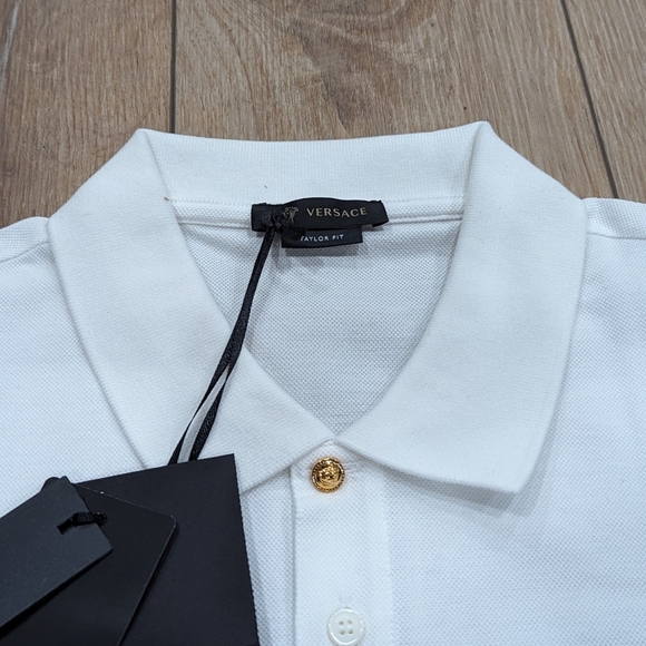 Versace | Shirts | Mens Versace Medusa Patch Polo Shirt Whitegold ...